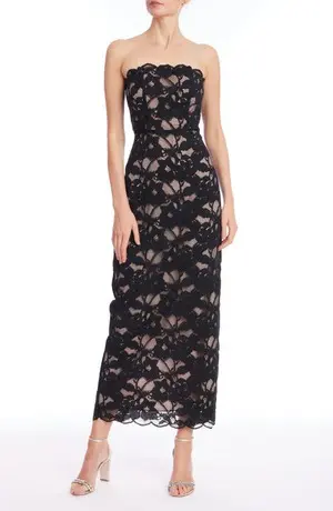 Badgley Mischka Lace Strapless Gown