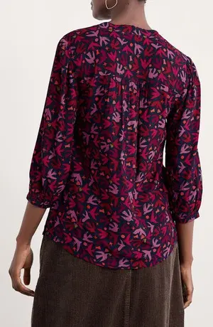 SEASALT CORNWALL Willow Path Bird Print Popover Top