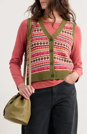 SEASALT CORNWALL Percella Cove Fair Isle Merino Wool-blend Vest - Knit Scillia Aran Multi
