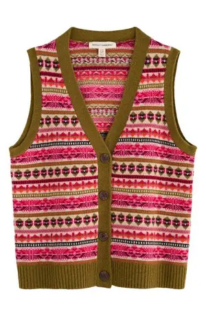 SEASALT CORNWALL Percella Cove Fair Isle Merino Wool-blend Vest - Knit Scillia Aran Multi