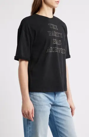 BOSS Evi Rhinestone Embellished Cotton Graphic T-shirt