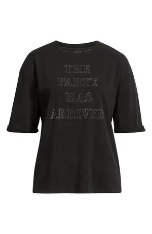 BOSS Evi Rhinestone Embellished Cotton Graphic T-shirt