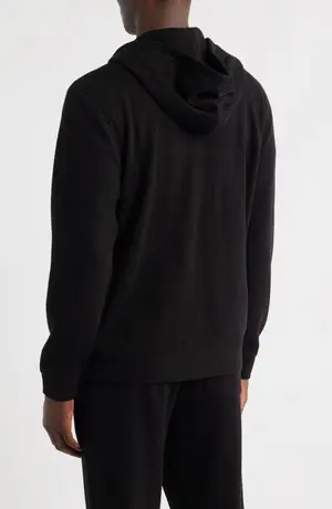 Zella Waffle Knit Zip-up Hoodie - Black Caviar