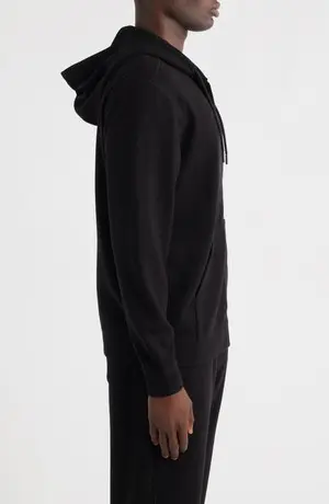 Zella Waffle Knit Zip-up Hoodie - Black Caviar