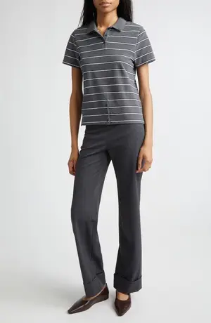 Paloma Wool Julieta Stripe Cotton Piqué Polo - Grey