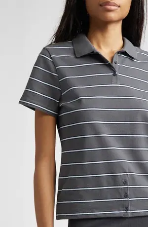 Paloma Wool Julieta Stripe Cotton Piqué Polo - Grey