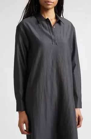 Paloma Wool Espon Long Sleeve Wool & Silk Midi Shirtdress