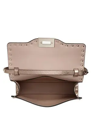 Valentino Garavani Small Rockstud Grained Metallic Leather Shoulder Bag