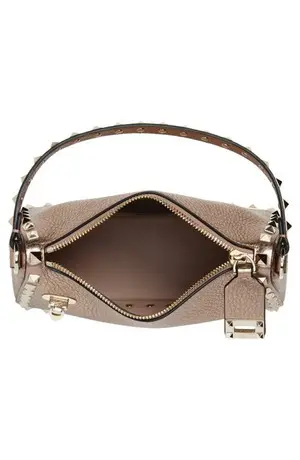 Valentino Garavani Small Rockstud Grained Metallic Leather Shoulder Bag