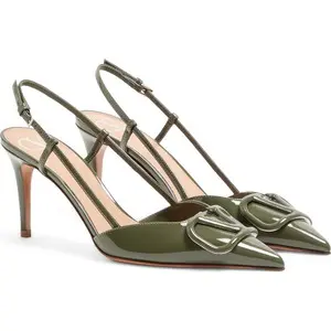 Valentino Garavani Vlogo Pointed Toe Slingback Pumps Oasis