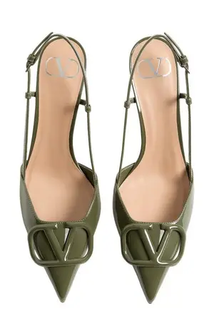 Valentino Garavani Vlogo Pointed Toe Slingback Pumps - Oasis