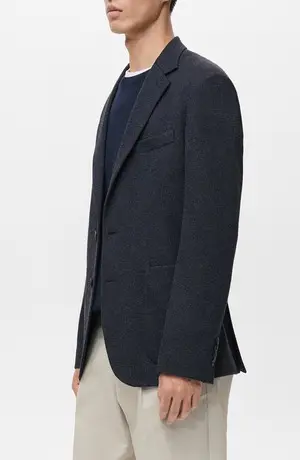 Mango Slim Fit Blazer - Navy