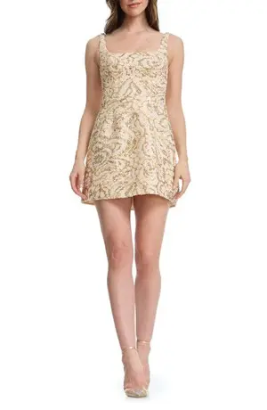 Dress The Population Devi Sequin Mini Dress - Cream Multi