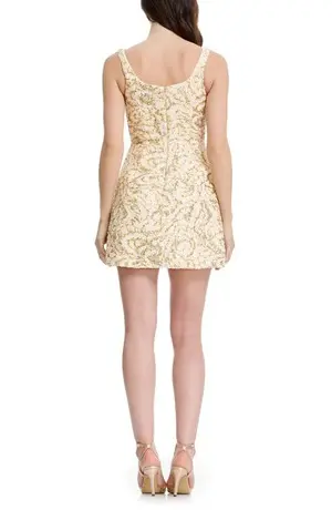 Dress The Population Devi Sequin Mini Dress - Cream Multi