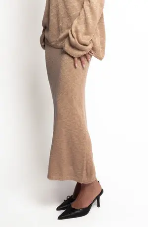 PETAL & PUP Indya Knit Maxi Skirt - Mocha