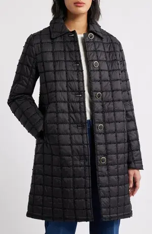 CECE DUPRAZ Boucle Quilted Longline Jacket - Black