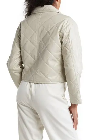 NOIZE Cropped Quilted Faux Leather Jacket
