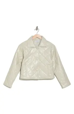 NOIZE Cropped Quilted Faux Leather Jacket
