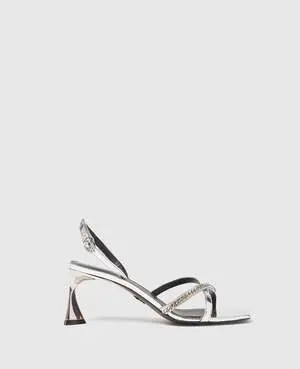Stella McCartney Elsa Metallic Heeled Sandals - Silver