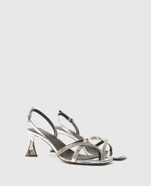 Stella McCartney Elsa Metallic Heeled Sandals - Silver