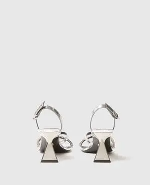 Stella McCartney Elsa Metallic Heeled Sandals - Silver
