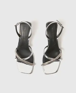 Stella McCartney Elsa Metallic Heeled Sandals - Silver