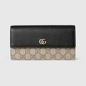 Gucci Bi-color Gg Marmont Continental Wallet Leather - Black