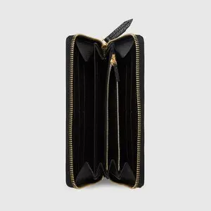 Gucci Bi-color Gg Marmont Zip Around Wallet Leather - Black