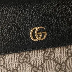 Gucci Bi-color Gg Marmont Wallet On Chain Leather - Black
