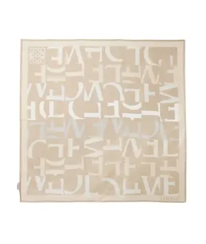 Loewe Printed Silk-twill Scarf Ecru