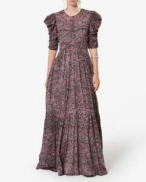 MARANT ETOILE Sichellia Floral Print Dress - Crushed Berry