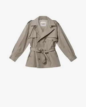 MARANT ETOILE Claya Striped Cotton Jacket - Beige/khaki