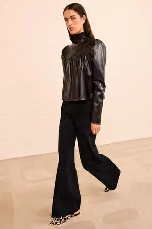 Ulla Johnson Leather Zip Up Jacket With Puffed Sleeves
