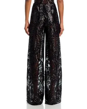 Norma Kamali Sequin Mesh Boyfriend Elephant Sweatpants