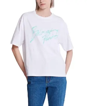 Balmain Boxy T-shirt With Paris Brush Print - White