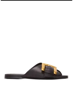 Balmain Anthem Flat Sandals - Black