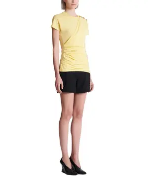 Balmain Draped T-shirt With Buttons - Yellow