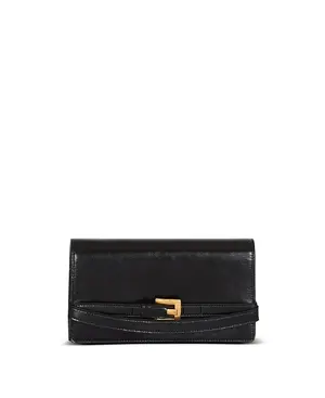 Balmain Shuffle Calfskin Wallet With Chain - Black