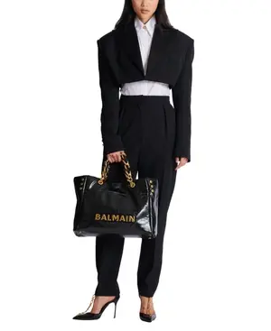 Balmain 1945 Soft Crackled Leather Tote Bag