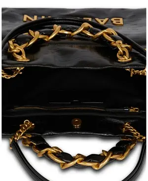 Balmain 1945 Soft Crackled Leather Tote Bag