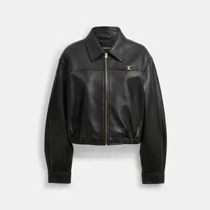 COACH Heritage C Cropped Leather Blouson Jacket