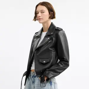 COACH Belted Leather Moto Jacket With Signature Lining