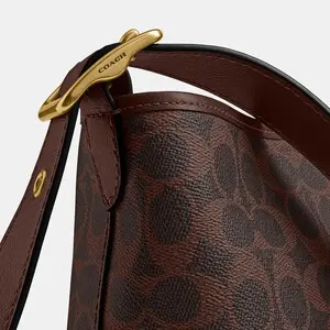 COACH Bleecker Bucket Bag 21 In Signature Canvas - Brass/maple