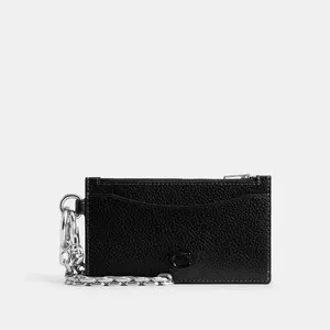 COACH Zip Card Case With Chain - Black