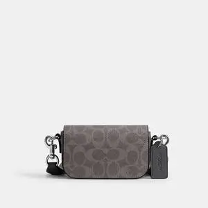 COACH Flap Crossbody Bag In Signature Canvas - Grey Signature