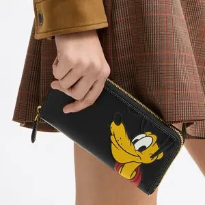 COACH Disney X Essential Accordion Zip Wallet With Pluto - Brass/black Multi