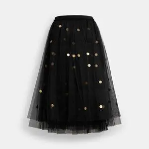 COACH Sequin Paillette Tulle Maxi Skirt