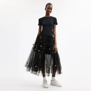 COACH Sequin Paillette Tulle Maxi Skirt