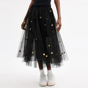 COACH Sequin Paillette Tulle Maxi Skirt