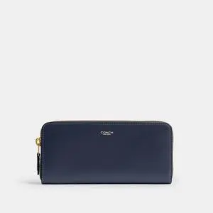 COACH New York Slim Accordion Zip Wallet - Brass/navy